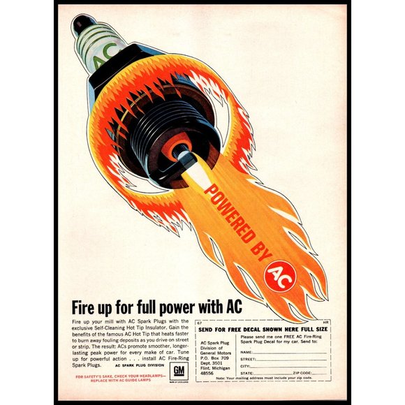 AC | Art | 967 Ac Spark Plugs Fire Ring Rocket Ship Engine Vintage ...